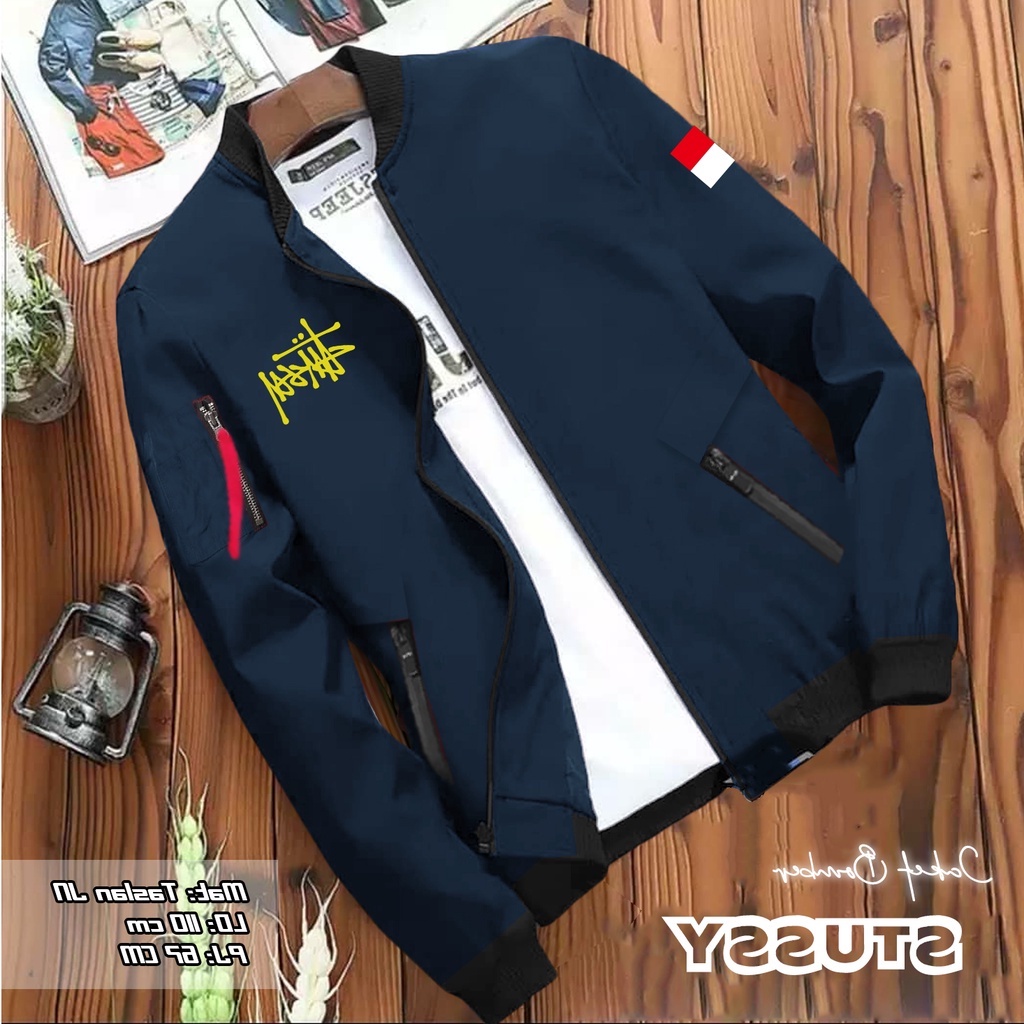 Jual JAKET CUSTOM SABLON JAKET DISTRO BOMBER STUSSY INDONESIA / BOMBER ...