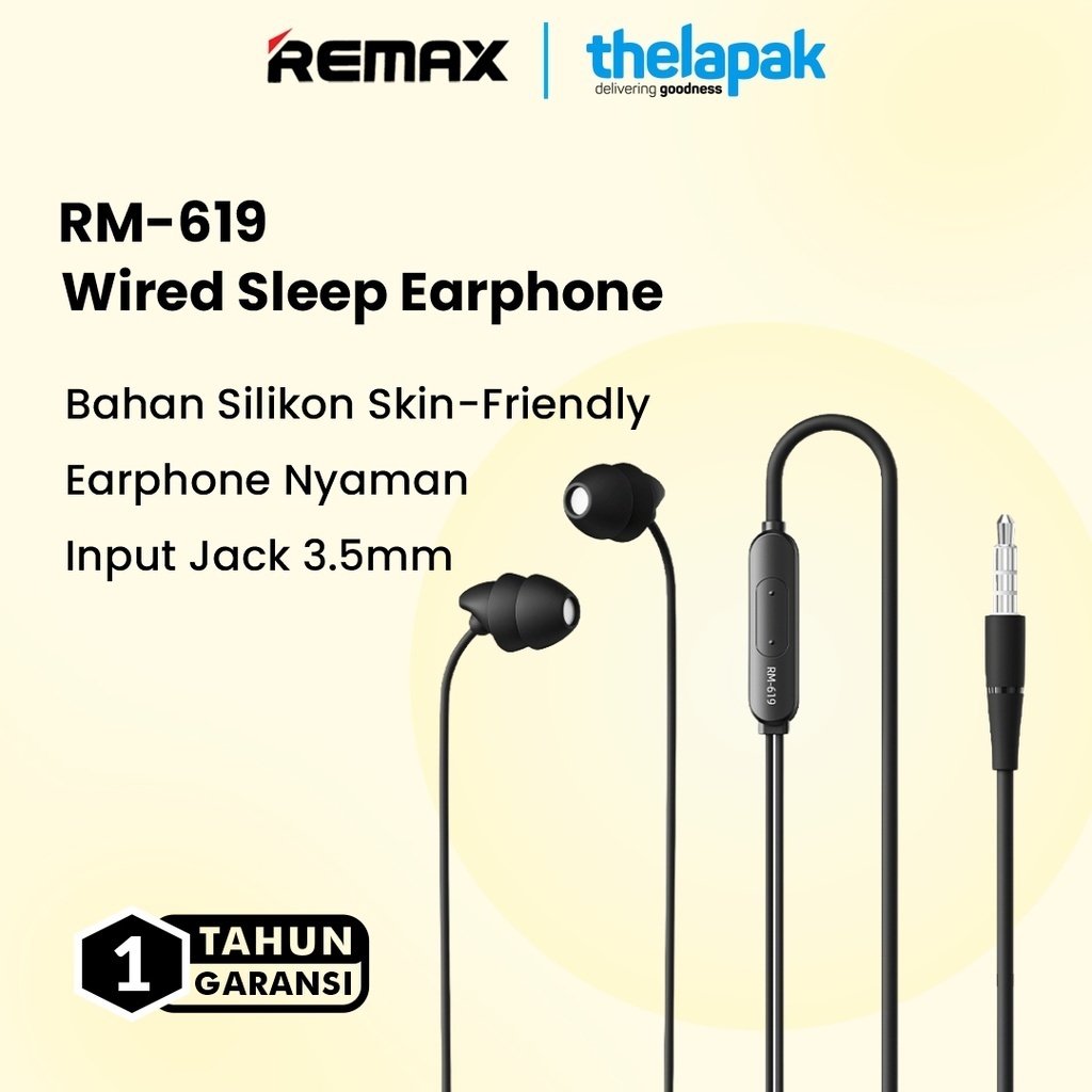 Jual Earphone Wired Sleep Jack 3.5mm Remax RM-619 Headset Silikon Skin ...