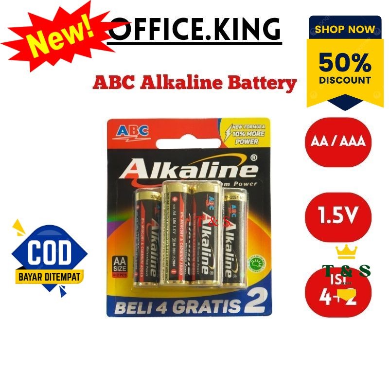 Jual BATTERY ALKALINE AA / AAA ALKALINE ABC (4+2) Baterai Batre A2 A3 Isi 6 | Shopee Indonesia