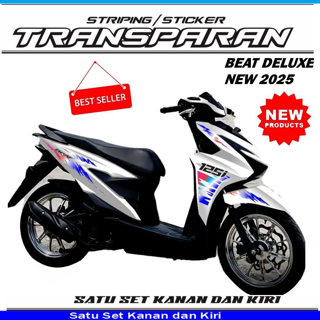 Jual MOTIF TERBARU / STRIPING STICKER TRANSPARAN UV HONDA BEAT DELUXE ...