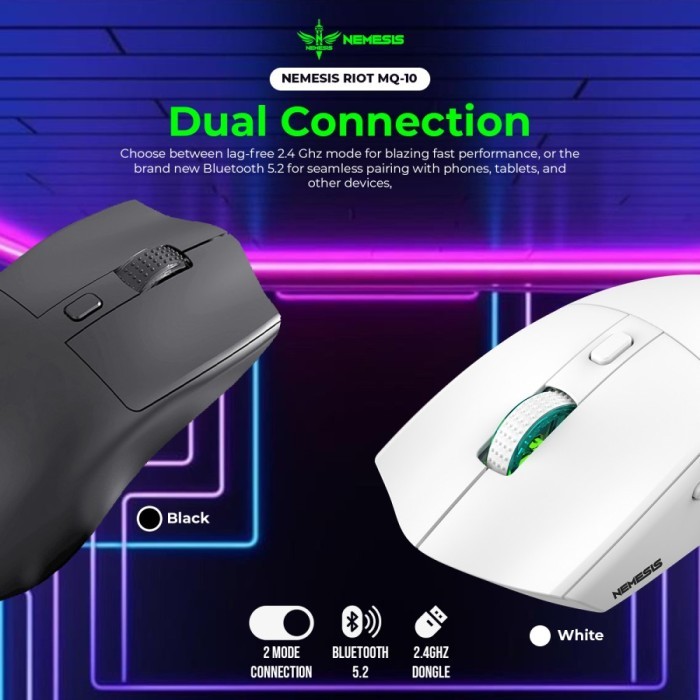 Jual NYK NEMESIS RIOT MQ10 DUAL-MODE With Charging Dock Wireless Mouse ...