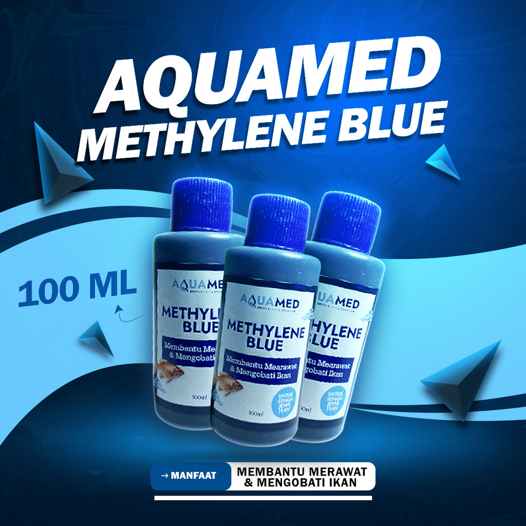 Jual AQUAMED Methylene Blue Obat Biru Ikan Menghilangkan Jamur Dan White Spot Methlyn Blue ...