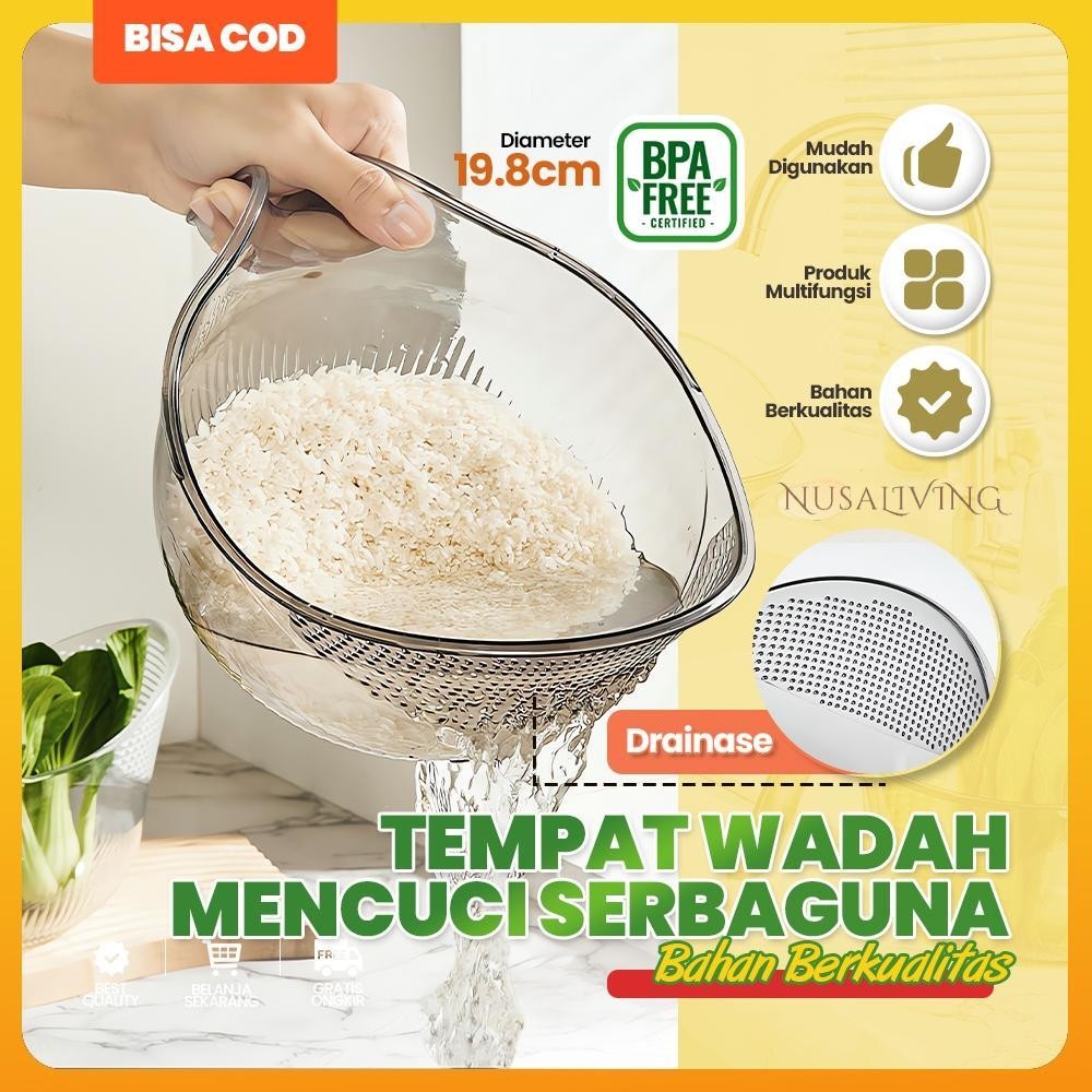 Jual Penyaring Cuci Beras Saringan Buah Sayur Wadah Baskom Tempat ...
