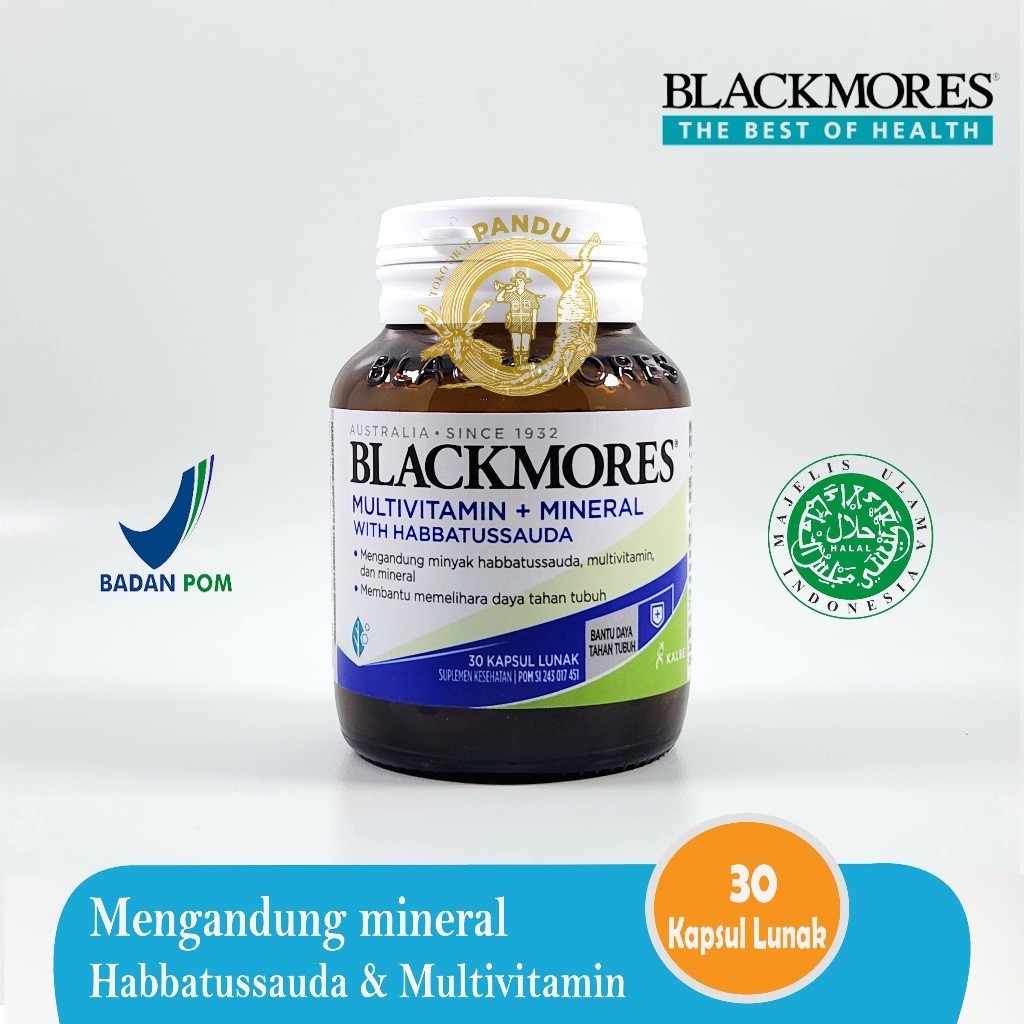 Jual BLACKMORES MULTIVITAMIN + MINERAL WITH HABBATUSSAUDA (30 kapsul lunak) | Shopee Indonesia