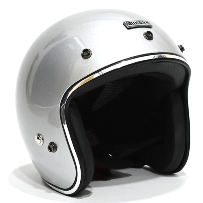 Jual BELLISSIMO HELMET Half Face - SILVER GLOSSY ( List Chrome ...