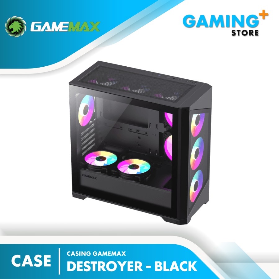 Jual GameMax Casing Destroyer Black Tempered Glass Micro ATX PC Case ...