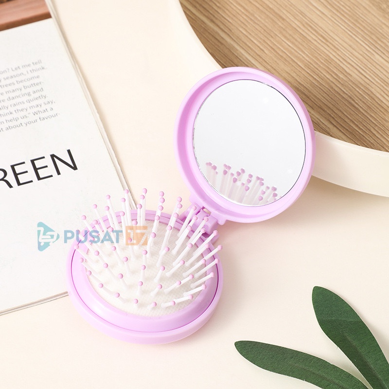 Jual PUSAT17 CERMIN SISIR LIPAT KACA KOREA 2IN1 MINI TRAVEL PORTABLE ...