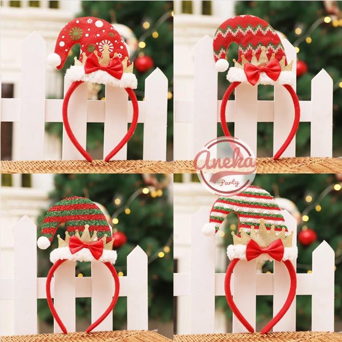 Jual Bando Natal Bentuk Topi Santa / Bando natal Christmas bandana ...