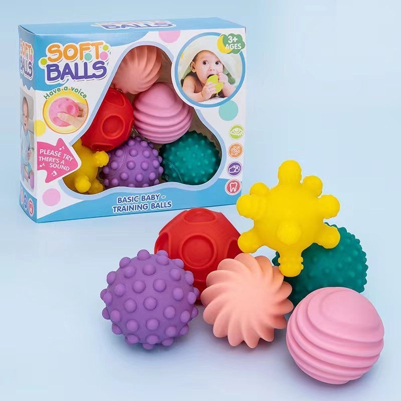 Jual MAIANAN ANAK BOLA SENSORIK BAYI KARAKTER MAINAN BOLA KARET BAYI ...