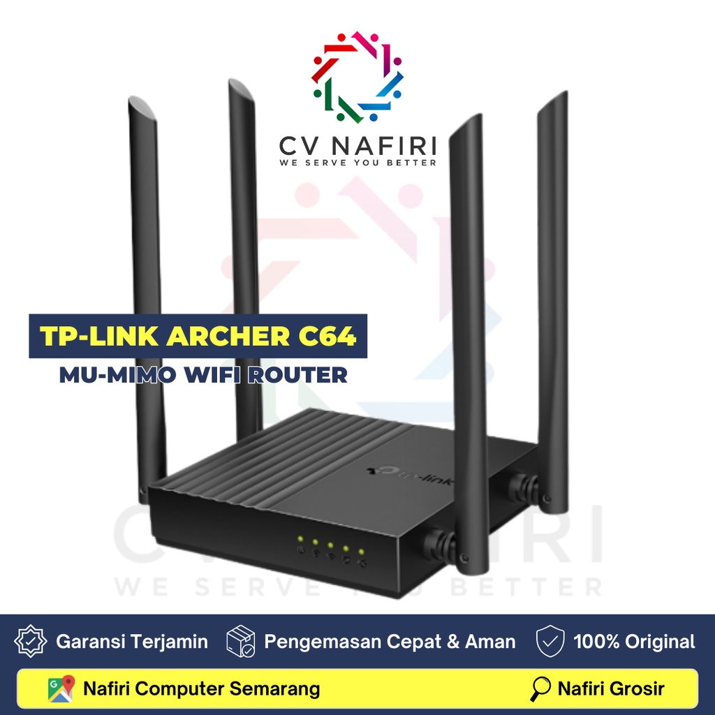 Jual TP-LINK ARCHER C64 AC1200 WIRELESS MU-MIMO WIFI ROUTER 5GHZ DUAL ...