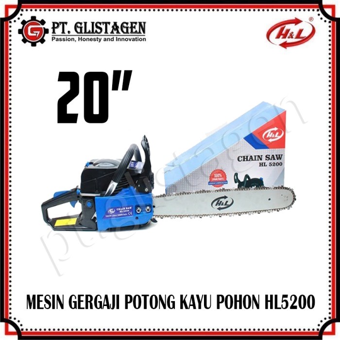 Jual Mesin Gergaji Chainsaw 20" Potong Kayu Pohon Chain Saw HL 5200 H&L | Shopee Indonesia
