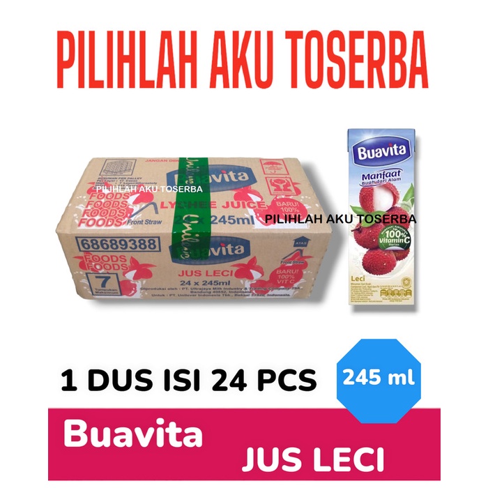 Jual BUAVITA LYCHEE Jus Leci 245 ml - ( HARGA 1 DUS ISI 24 ) | Shopee Indonesia