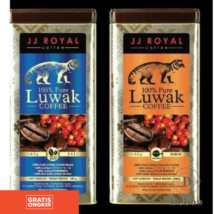 Jual JJ Royal Coffee 100% Pure Luwak Bean / Ground Tin 100 g | Shopee ...