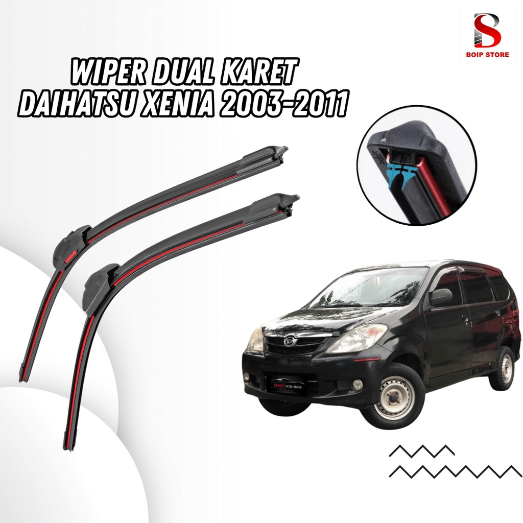Jual 2 PCS Wiper Dual Blade Daihatsu Xenia 2003 - 2011 - Wiper 2 Lapis Karet Frameless Model ...