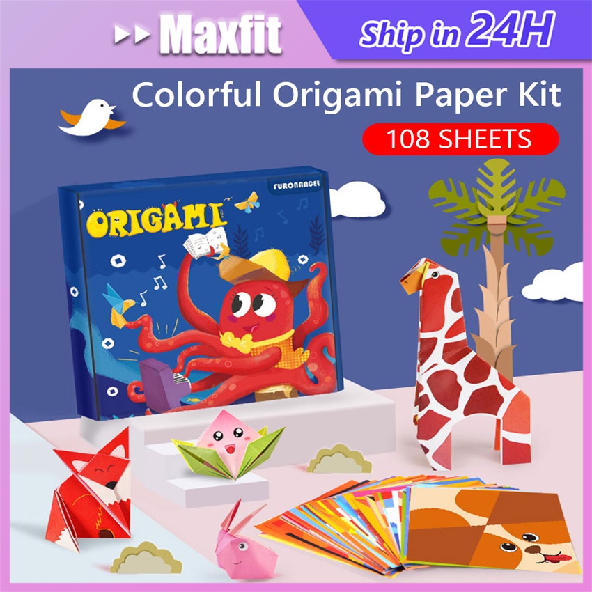 Jual 108Lembar Origami Motif Kertas Lipat Origami Motif Hewan Lucu 3D ...
