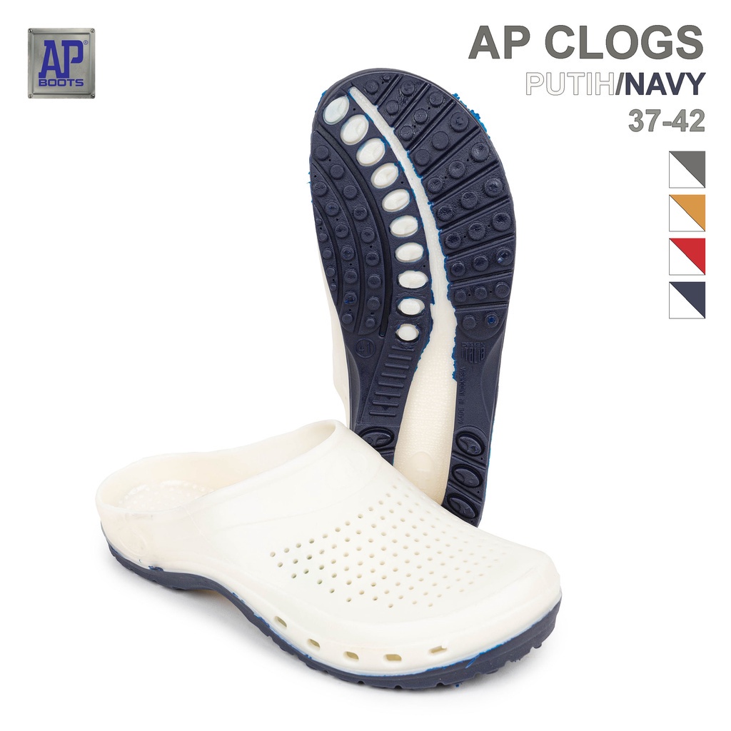 Jual AP Boots AP CLOGS Putih Navy - Sepatu Slip On PVC | Shopee Indonesia