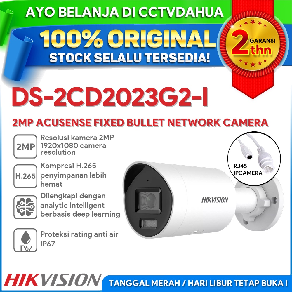 Jual HIKVISION DS-2CD2023G2-I 2MP ACUSENSE FIXED BULLET NETWORK CAMERA | Shopee Indonesia