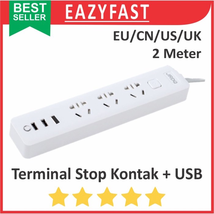 Jual Terminal Kabel Listrik 3 Port USB Colokan Cabang Stop Kontak ...
