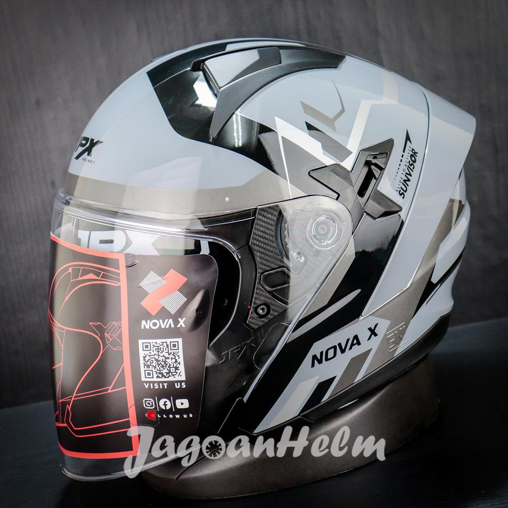 Jual JPX HELM NOVA X V2 N4 | GORILLA GREY GLOSS | NOVA-X DOUBLE VI | Shopee Indonesia