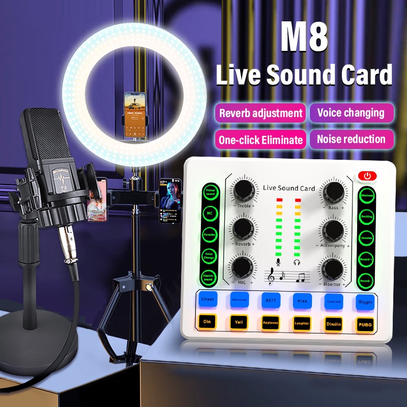 Jual SOUNDCARD FULL SET MIC WEITI M8 LIVE SOUND CARD BLUETOOTH AUDIO ...