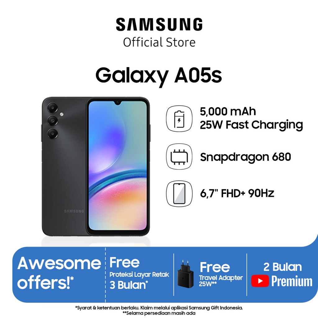 Jual Samsung Galaxy A05s 6/128GB - Black | Shopee Indonesia
