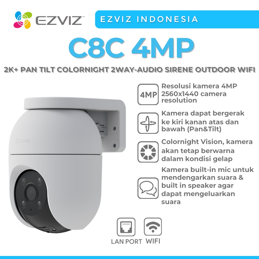 Jual EZVIZ C8C 4MP 2K+ PAN TILT COLORNIGHT 2WAY-AUDIO SIRENE OUTDOOR ...