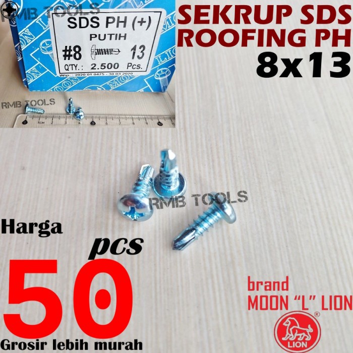Jual #8x13 Sekrup SDS PH (+) Moon Lion / Sekrup Roofing SDS PH 8 x 13mm ...