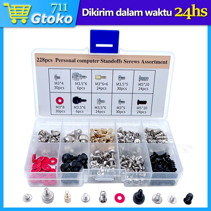 Jual Set Baut Fan Casing PC Komputer Thumb Screw Skrup 228 Pcs | Shopee ...