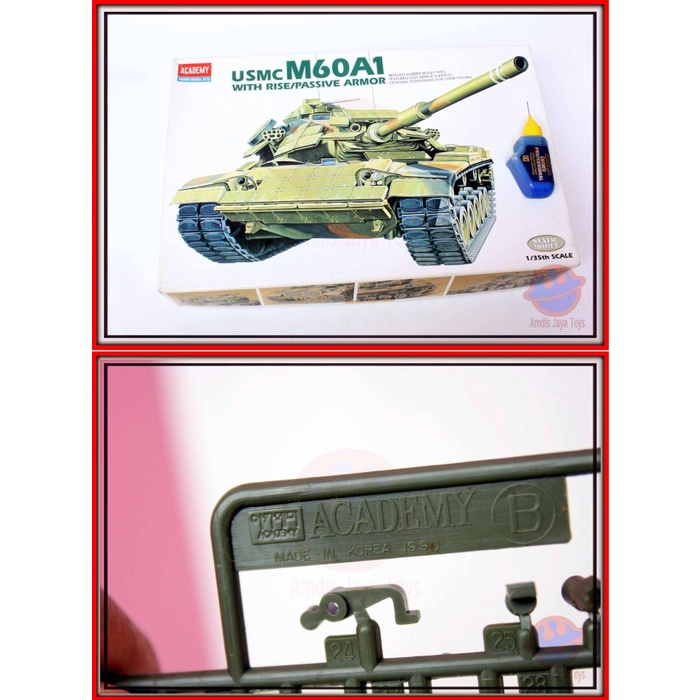 Jual Mokit Academy Tank USMC M60A1 With Rise / Passive Armor 1/35 Model ...