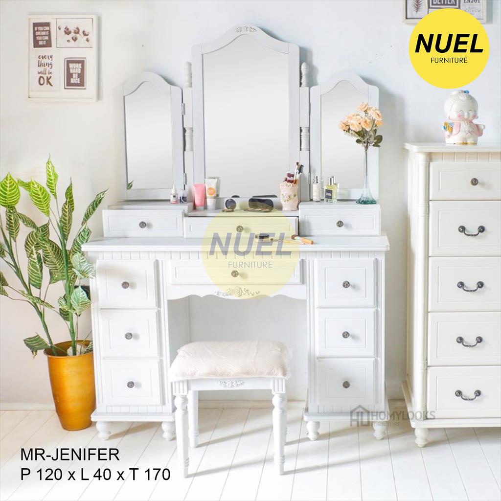 Jual Meja Rias Minimalis Kaca | Meja Rias Estetik Putih- | Shopee Indonesia