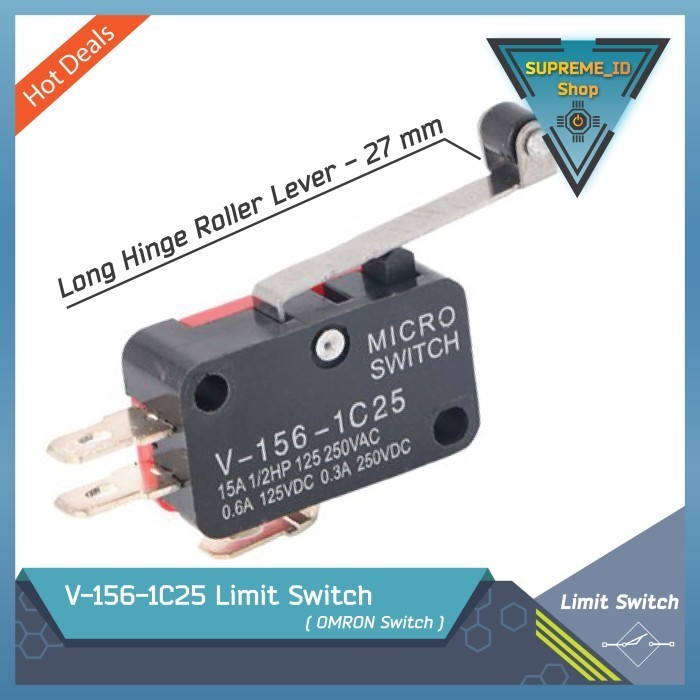 Jual V-156-1C25 OMRON Micro Limit / Contact Switch Long Hinge Roller Lever | Shopee Indonesia