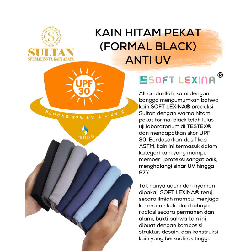 Jual KAIN SULTAN SOFT LEXINA ANTI UV UPF30 POLOS WARNA LENGKAP BAHAN ...
