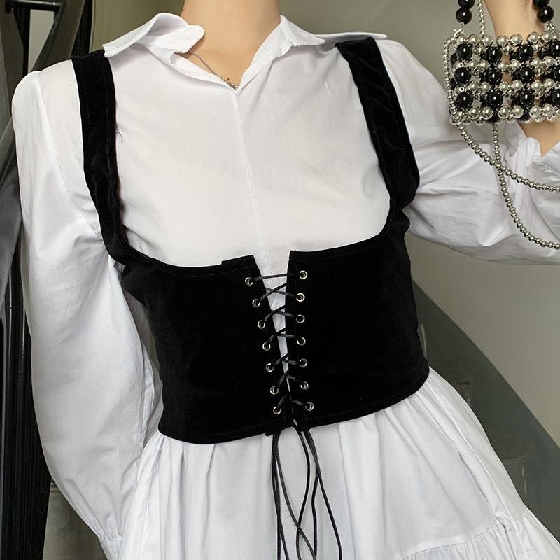 Jual Jlookco_ T611 Vest Top Corset Kulit Underbust Bustier Outerwear ...