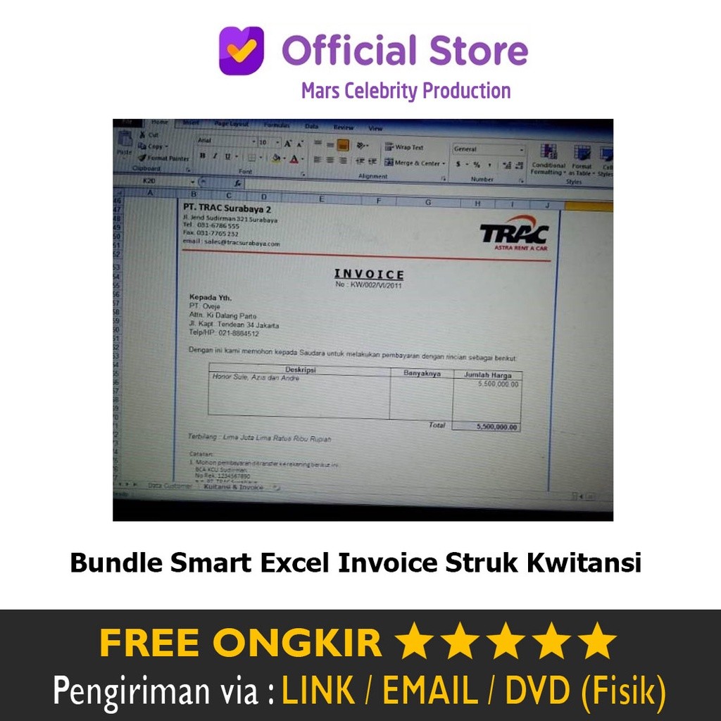 Jual Bundle Smart Excel Invoice Struk Kuitansi Kwitansi Program ...