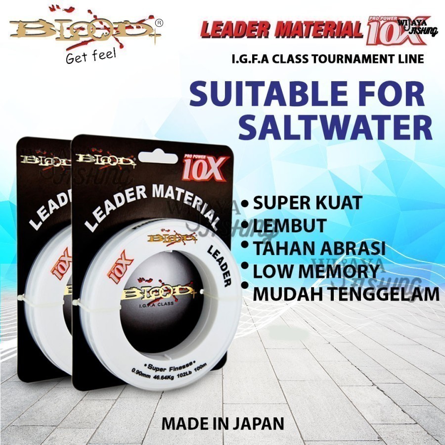 Jual Senar Pancing BLOOD Pro Power Leader 10X Fluorocarbon Coating UV Resin 100m Super Finesse ...