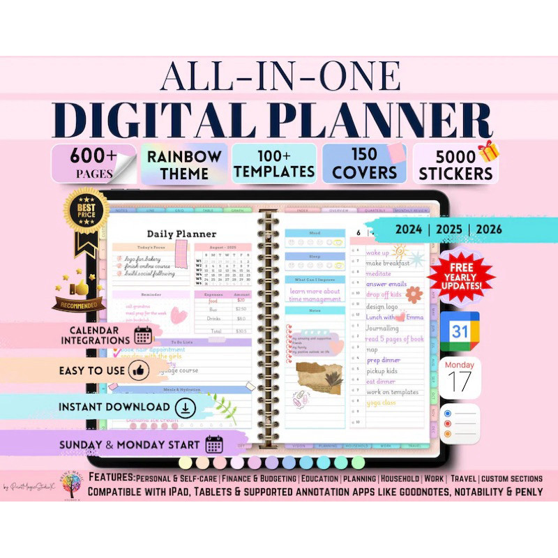 Jual Lifetime All In One Digital Planner 2024 2025 2026 Digital