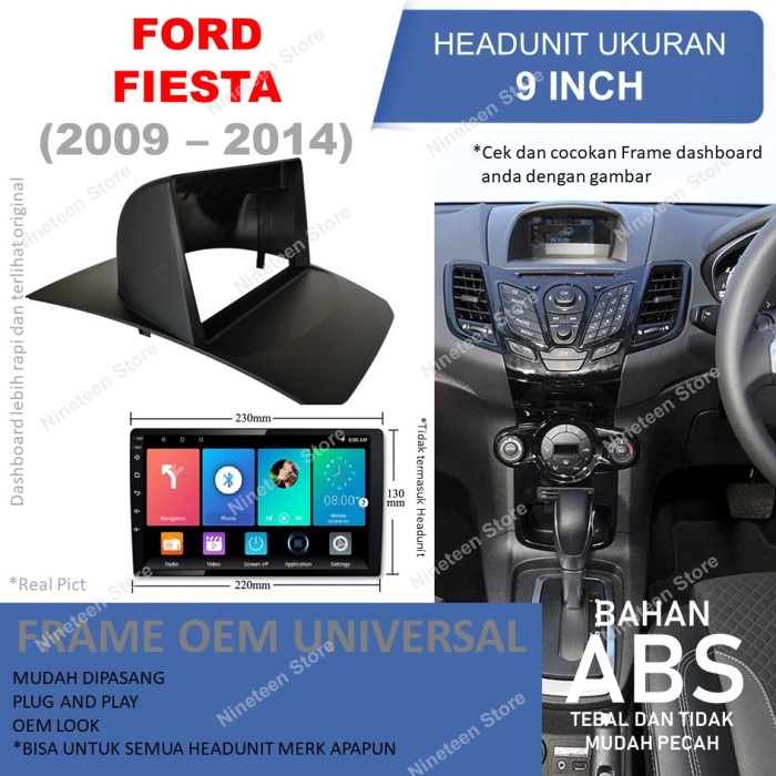Jual Frame Panel Ford Fiesta 2009-2014 Untuk Headunit Android 9 inch ...