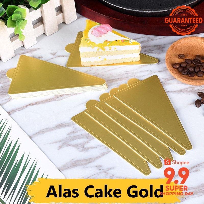 Jual aiGooTan - ALAS CAKE GOLD SEGITIGA - Tatakan Kue Mini Slice Cake ...