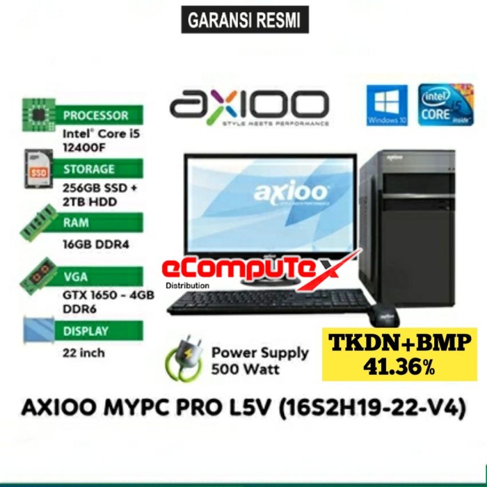 Jual PC DESKTOP AXIOO MYPC PRO L5V (16S2H19-22-V4) i5 16GB 2TB 22"FHD ...