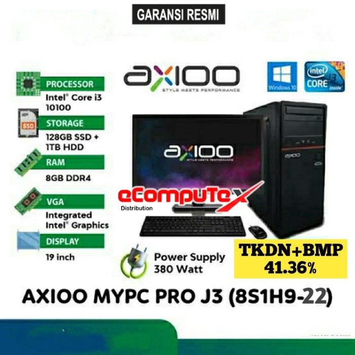 Jual PC DESKTOP AXIOO MYPC PRO J3 (8S1H9-22) i3 8GB 1TB 22"FHD TKDN ...