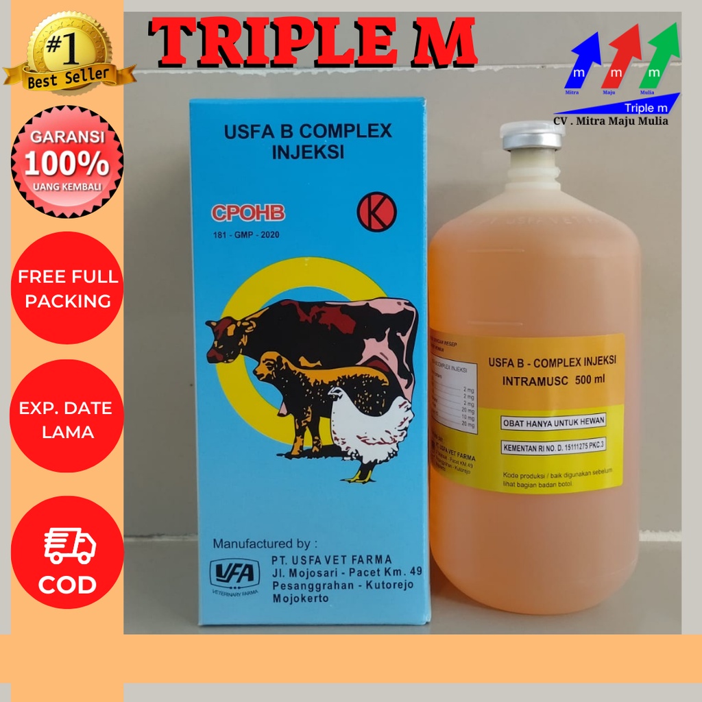 Jual USFA B COMPLEX injeksi 500 ml - Vitamin B Complex Hewan Ternak MMM ...