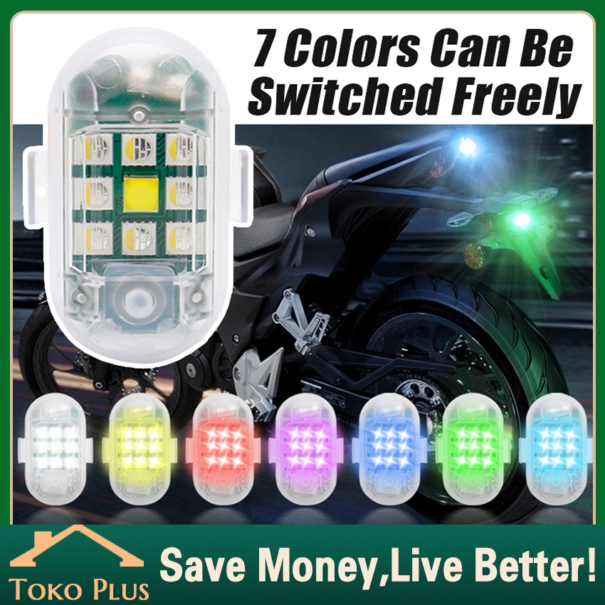 Jual 2Pcs Remote Lampu Flash Motor Sepeda 7 Warna Universal Waterproof ...