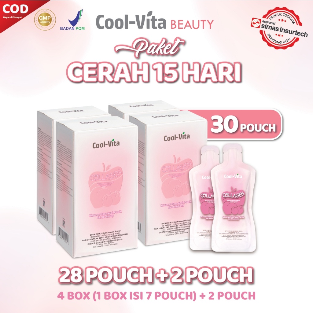 Jual Coolvita Paket Cerah 15 Hari - 30 Pouch RTD Collagen (4 box RTD ...