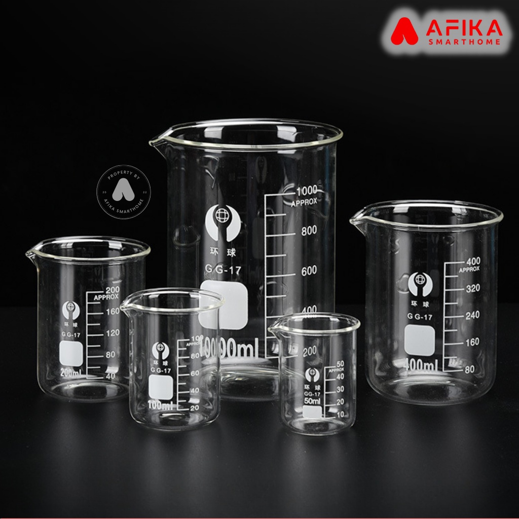 Jual Gelas Ukur Lab Kimia Kaca Borosilicate Glass Berbagai Ukuran ...
