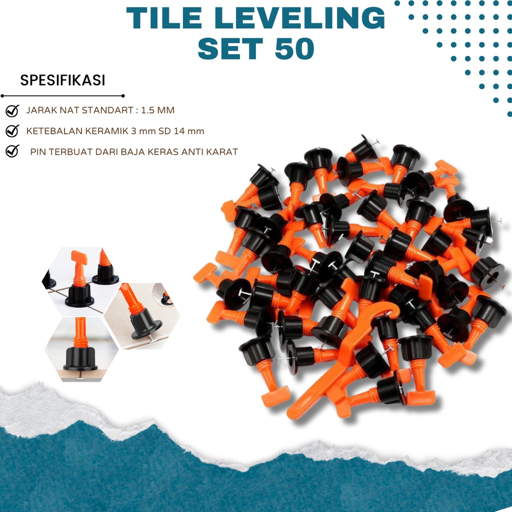Jual Tile Leveling Spacer Reusable SET 50pcs Alat Perata Level Pengatur ...