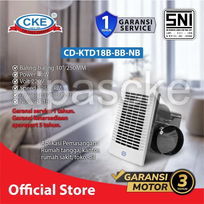 Jual CKE CEILING DUCT 10" CD-KTD18B-BB-NB KIPAS PLAFON EKSOS BLOWER 10 ...