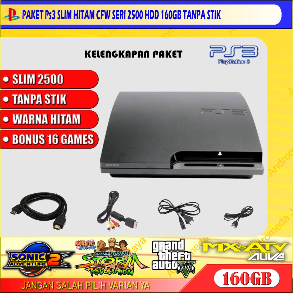 Jual PS3 SLIM OFW SERI 3000 HITAM FULL GAMES | Shopee Indonesia