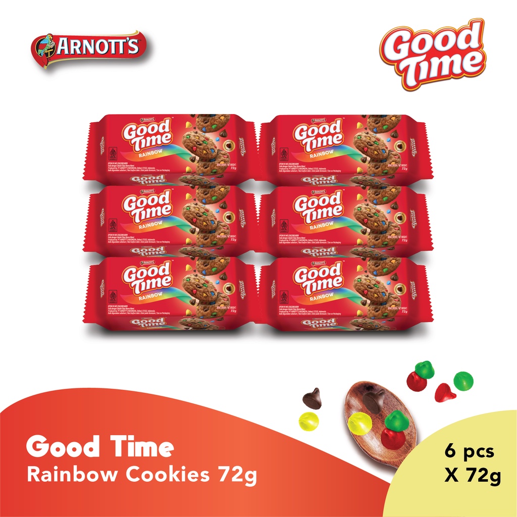 Jual Good Time Rainbow Chocochips Cookies 72gr 6-Pack Multi Pack ...