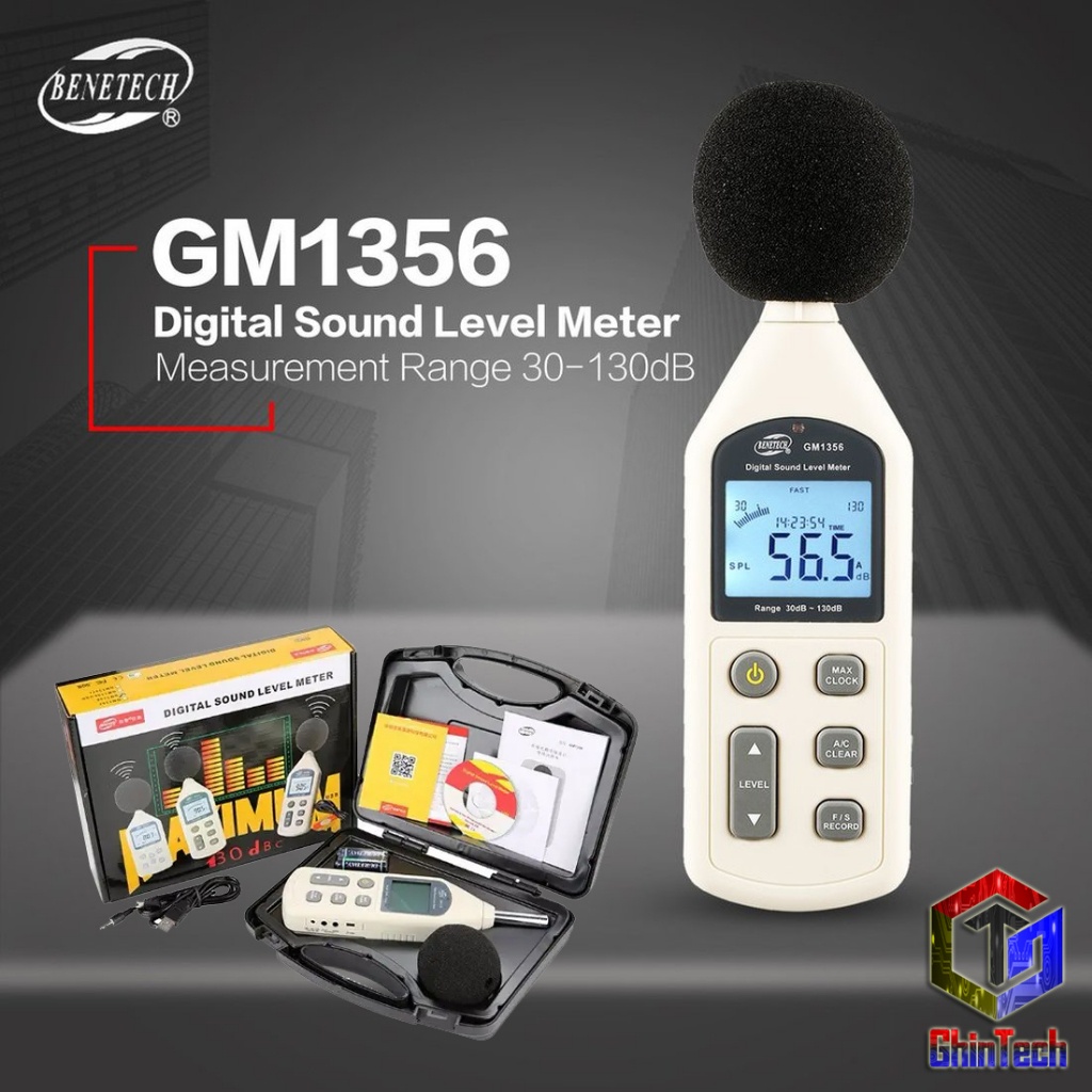 Jual Benetech GM-1356 Digital Sound Level Meter Kebisingan Suara Audio ...