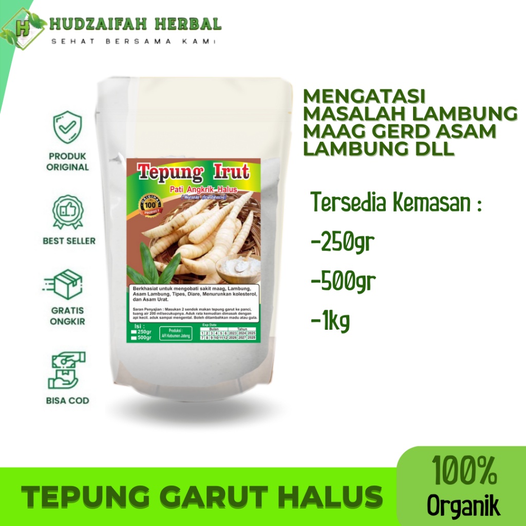 Jual Tepung garut irut angkrik Solusi masalah Lambung Organik 500GR ...